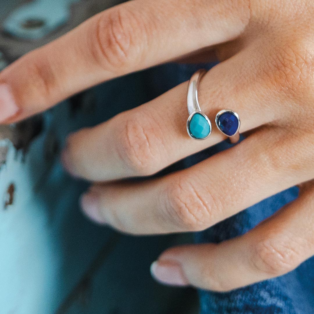 Kit Heath Coast Pebble Azure Gemstone Open Crossover Ring – The Secret Garden