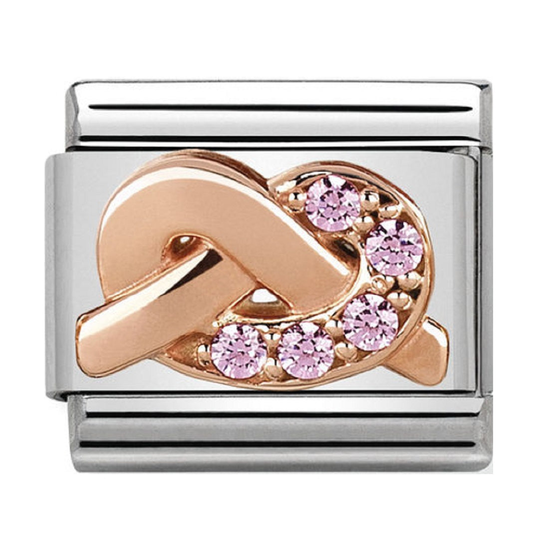 NOMINATION Charm Rose Gold and Pink CZ Knot of Mother and Daughter ...